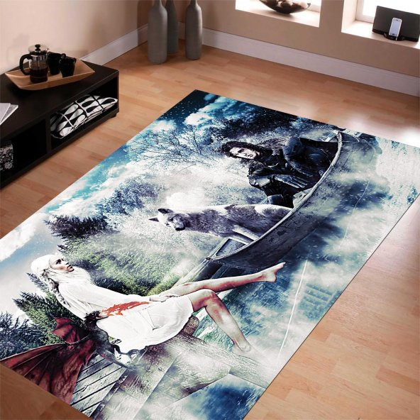 PTTAVM: Veronya GameOf Thrones John Snow Desenli Kaymaz Taban Modern Halı