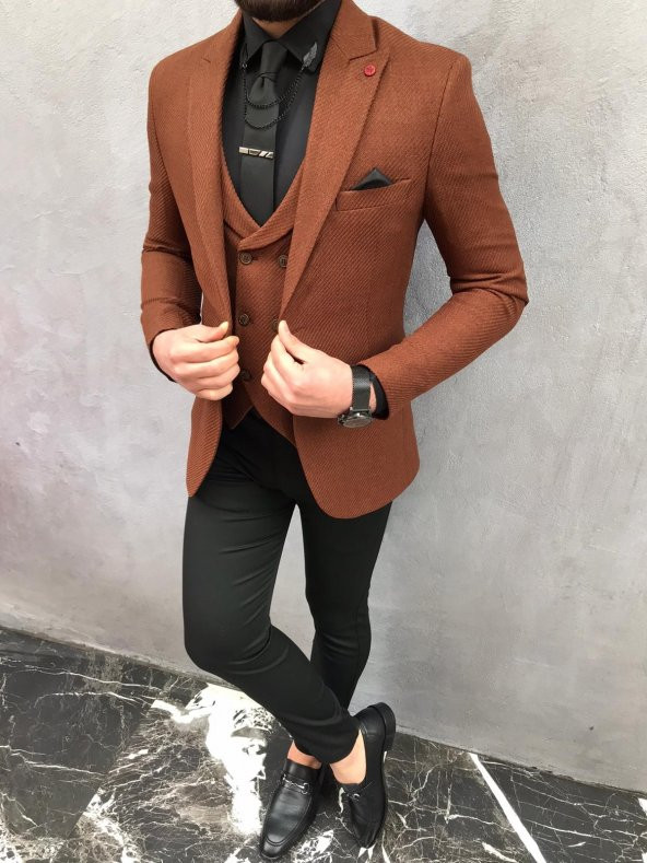 PTTAVM: Bycool Slim Fit Kahverengi Kombin Takım Elbise