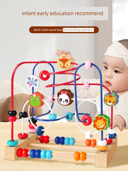 PTTAVM: Montessori Ahşap Boncuk Labirenti Oyuncak Seti - 2'li Set [3 ...