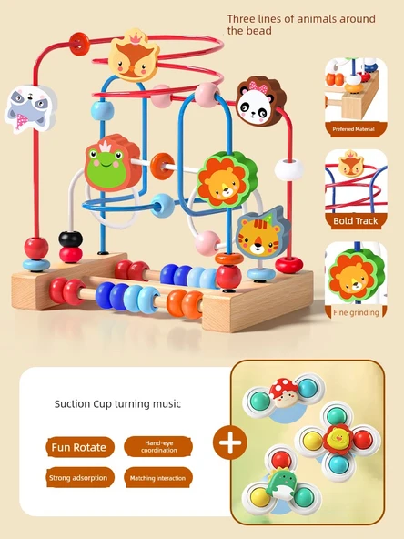 PTTAVM: Montessori Ahşap Boncuk Labirenti Oyuncak Seti - 2'li Set [3 ...