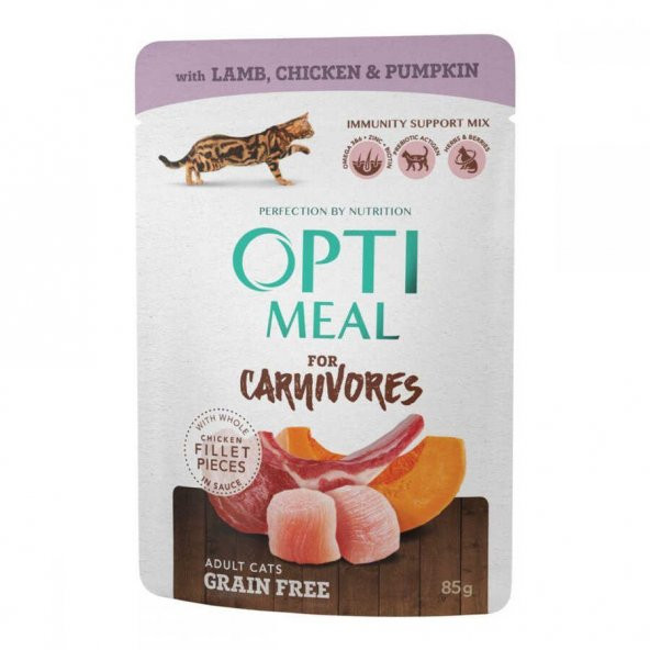 PTTAVM: OptiMeal Pouch Tavuk, Kuzu ve Balkabaklı Tahılsız Yaş Kedi ...