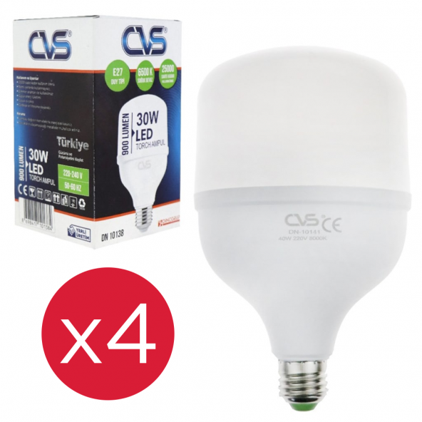 Cvs 4 Adet 30W Jumbo Torch LED Ampul E-27 Beya - PttAVM