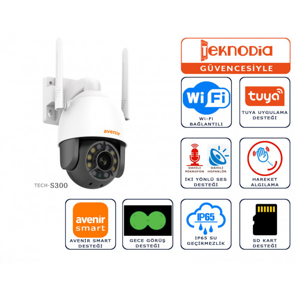 Avenir TECH-S300 3 MP PTZ Akıllı WiFi Kamera - PttAVM