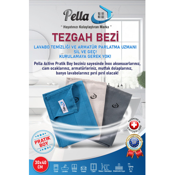 Pella Classic 3'lü Mikrofiber Temizlik Bezi, C - PttAVM