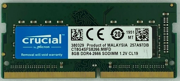 PTTAVM: Crucial CT8G4SFS8266 8 GB DDR4 2666 MHz CL19 Notebook Ram